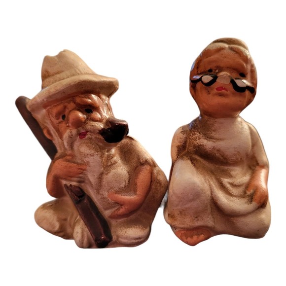 Kitchen | Vtg Old Couple Hillbilly Salt Pepper Shaker Set Pa Ma Grandma ...